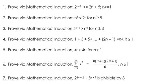 solved 1 prove via mathematical induction 2n 2 2n5 n 1 2