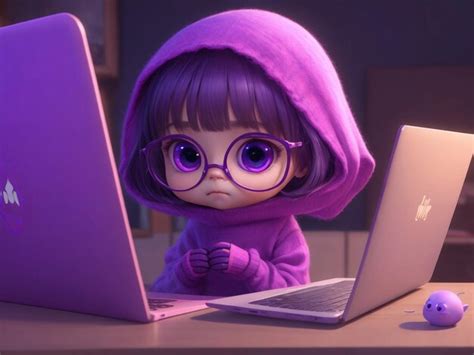 Premium Photo Cute Girl Sitting In Front Of Laptop