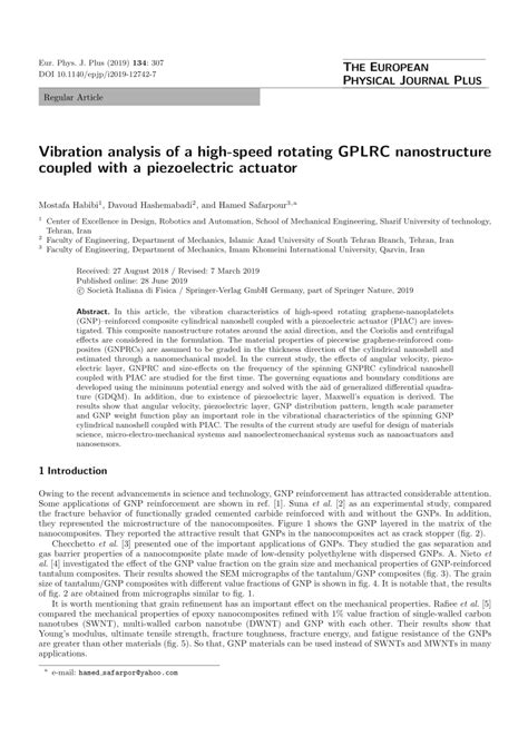 Pdf Vibration Analysis Of A High Speed Rotating Gplrc Nanostructure Coupled With A