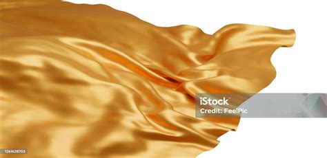 흰색 배경 3d 렌더에 고립 된 비행 금 천 3차원 형태에 대한 스톡 사진 및 기타 이미지 3차원 형태 공단 금색 Istock