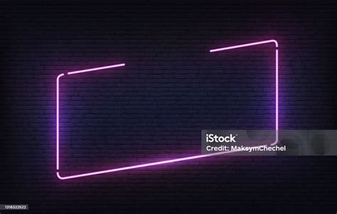 자리 표시자가 있는 네온 프레임 템플릿입니다 보라색 경사 라이트 배너 디자인 템플릿 벡터 빛나는 사각형 간판 형광색의에 대한 스톡 벡터 아트 및 기타 이미지 Istock