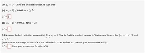 Solved Let An N 3n Find The Smallest Number M Such That Chegg