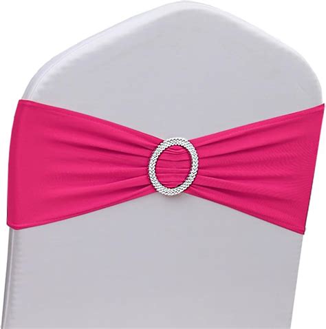 Jfdydm 50 Pack Spandex Hot Pink Chair Sashes With Buckle