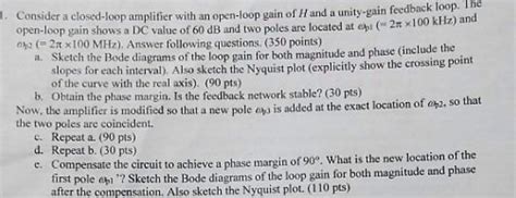 Solved 1 Consider A Closed Loop Amplifier With An Open Loop