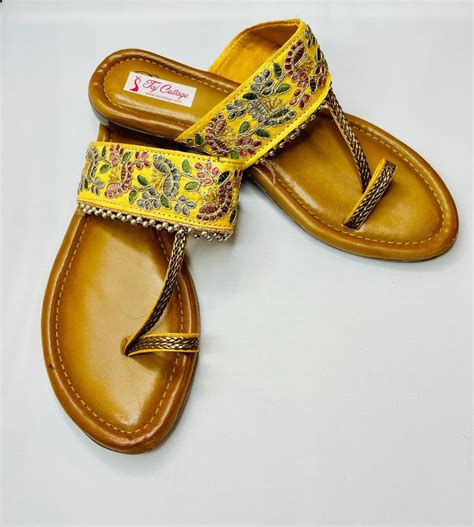 Gold And Yellow Color Sandals Etsy