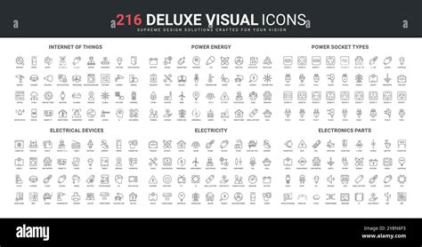 Electricity And Electrical Devices Electronics Parts Line Icon Set Internet Of Things Power