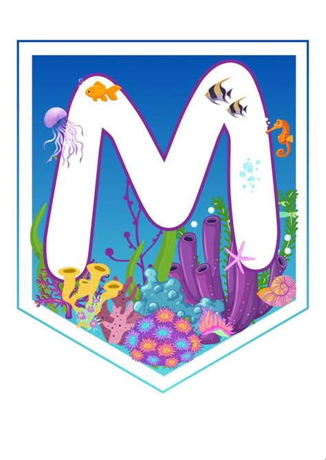 Letter Banner M With Sea Life อักษร ปักด้าย กิจกรรมเด็กก่อนวัยเรียน