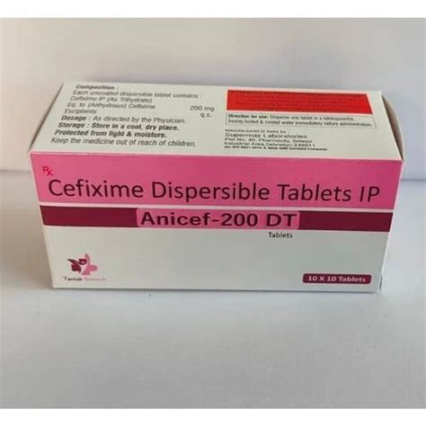 Cefixime Dispersible Tablets Ip 200mg At Rs 400 Box In Dehradun Id 2852660429291