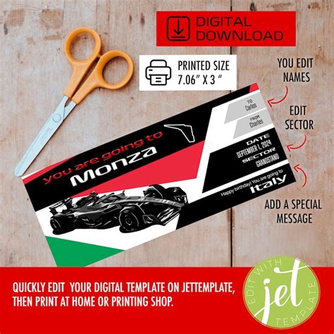 Monza Printable Formula T Ticket Template Italian Racing Monza Race