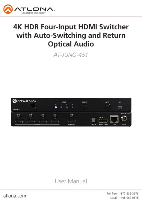 Atlona Junox At Juno 451 User Manual Pdf Download Manualslib