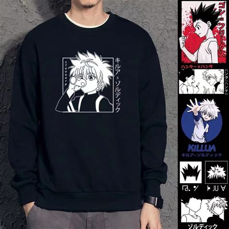 Unisex Cotton Fashion Hunter Killua Cartoon Round Neck Long Sleeved