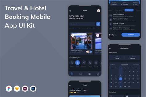 Travel Hotel Booking Mobile App UI Kit Graphic By Betush Creative Fabrica