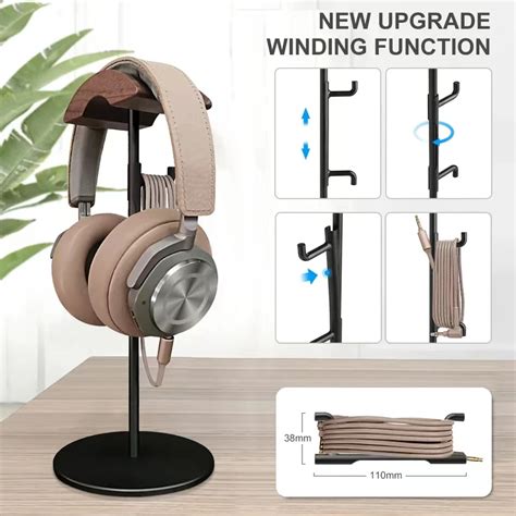 Cl Ssico De Madeira Headphone Headset Stand Suporte Do Fone De Ouvido
