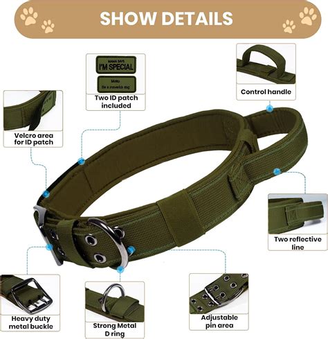 VICYUNS Collar de perro con asa collar táctico para razas pequeñas medianas y grandes collar