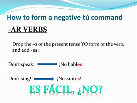 Ppt Negative Tú Commands Powerpoint Presentation Free Download Id