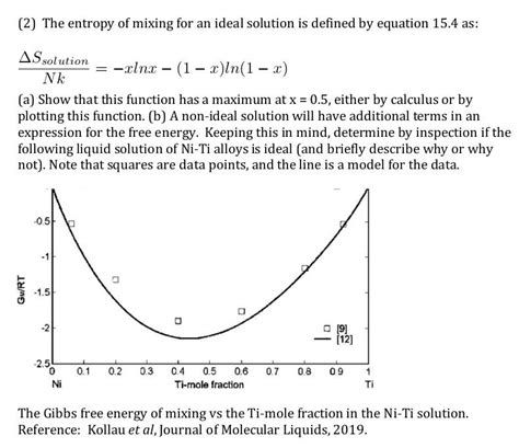 Solved 2 The Entropy Of Mixing For An Ideal Solution Is Chegg Com