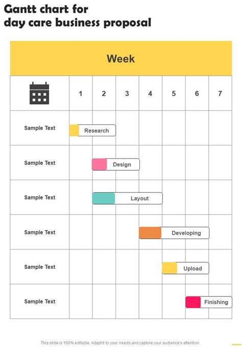 Gantt Chart For Day Care Business Proposal One Pager Sample Example Documen