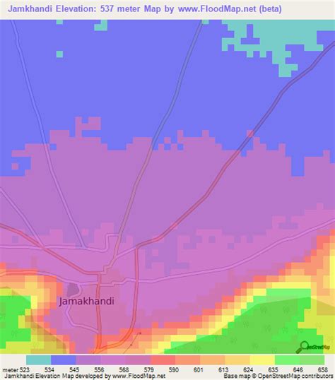 Elevation Of Jamkhandi India Elevation Map Topography Contour