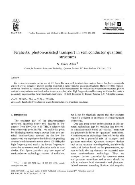 Pdf Terahertz Photon Assisted Transport In Semiconductor Quantum