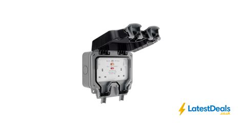 Double Outdoor Weatherproof Switched Socket With Latching Rcd Ip66