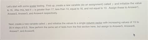 Solved Lets Start With Some Scalar Testing First Up