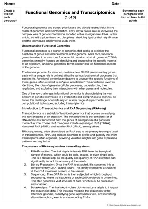 Functional Genomics And Transcriptomics By Digital Science Lesson