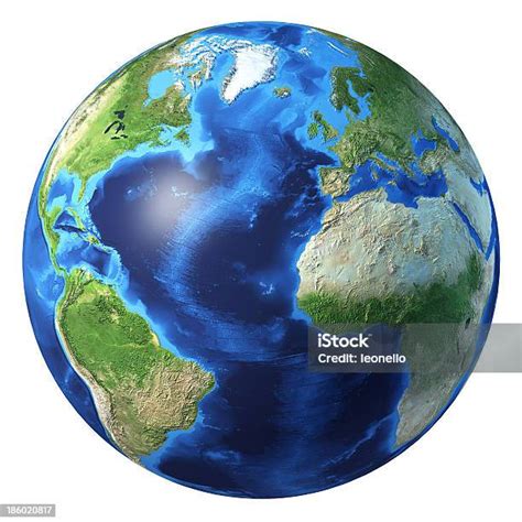지구별 Globe 현실적 3d 렌더링 대서양 있습니다 지구본에 대한 스톡 사진 및 기타 이미지 지구본 행성 행성 지구