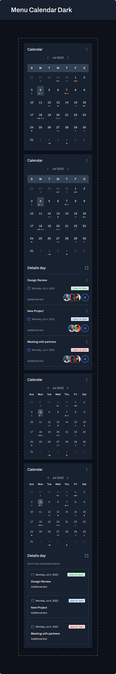 Figma Dashboard Template Calendar Dark Ui By Roman Kamushken For Setproduct On Dribbble