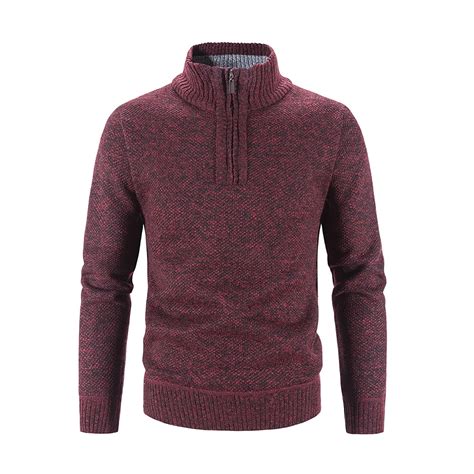 Yaoyar Mens Winter Long Sleeve Slim Fit Quarter Zip Mock Neck Sweater