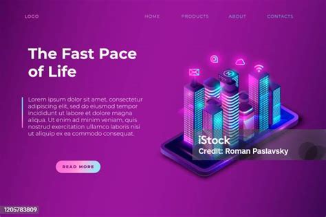라이프 스타일의 빠른 속도 네온 나이트 시티 일러스트와 영감과 Thoght 도발 배너 삶의 도시 속도 벡터 웹 사이트 페이지 템플릿 건설 산업에 대한 스톡 벡터 아트 및