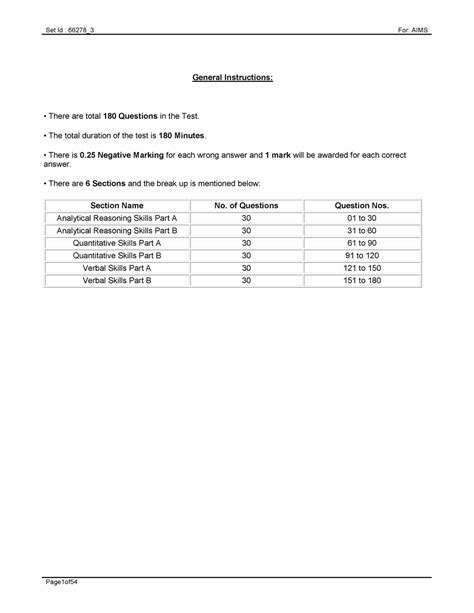 Gat Exam Model Gat General Instructions • There Are Total 180
