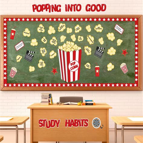 Colarr 74 Pcs Popcorn Classroom Bulletin Board Decorations Good Habits Polite Class Rules