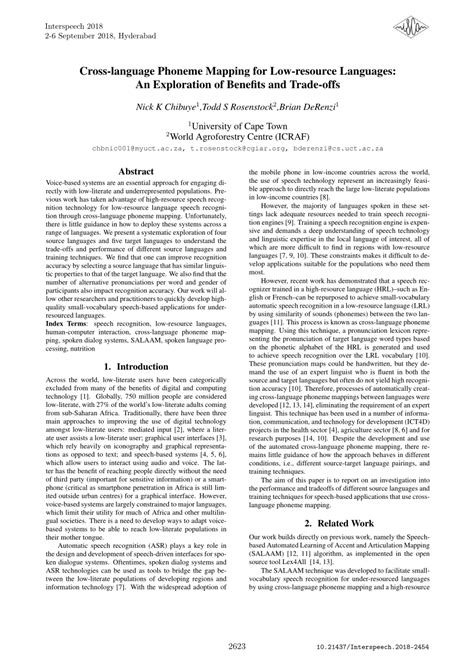 Pdf Cross Language Phoneme Mapping For Low Resource Languages An Exploration Of Benefits And