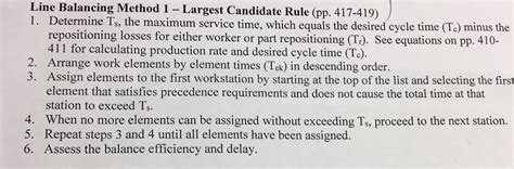 solved line balancing method 1 largest candidate rule pp