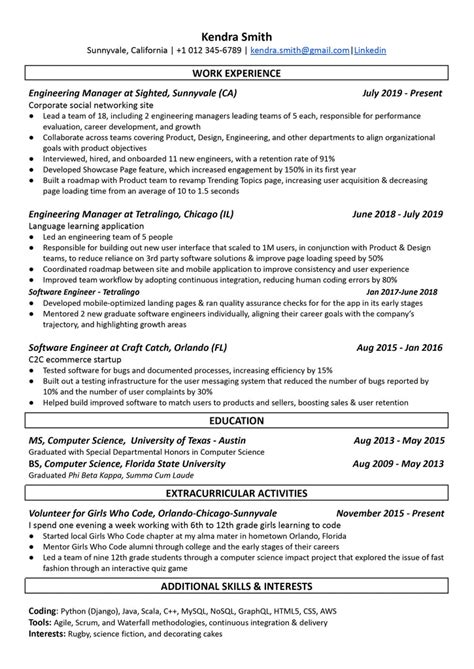 The Engineering Manager Resume Bible With Real Example Igotanoffer