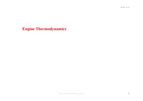 Engine Thermodynamics Summaries Thermodynamics Docsity