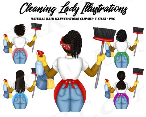 Cleaning Lady Clipart Cleaning Business Logo Black Woman Etsy