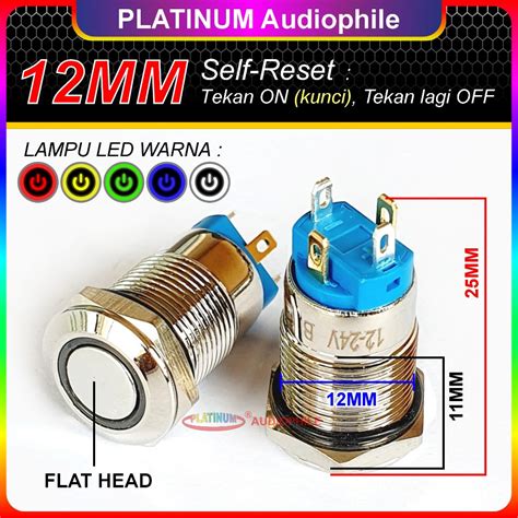 Jual Saklar On Off Stainless Metal Push Button Switch Mm Mm Mm Mm Shopee Indonesia