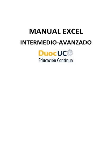 Manual Excel Intermedio Avanzado Pdf