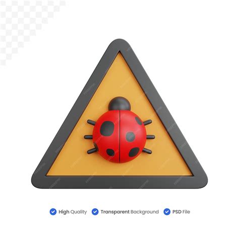Premium Psd 3d Rendering Bug Warning Isolated