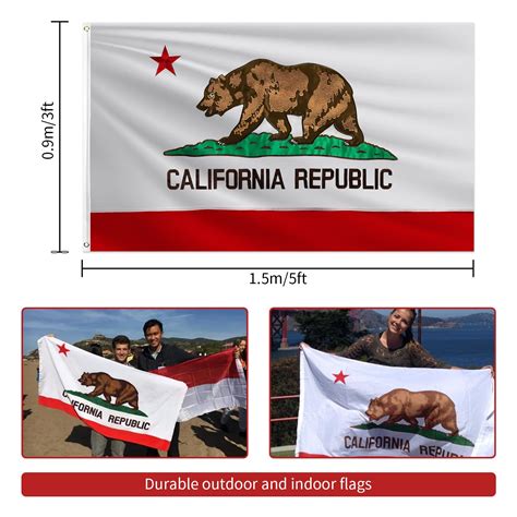 100 Polyester Flag California Republic State Flag Double Sided 3x5 Outdoor Heavy Duty 3 Ply