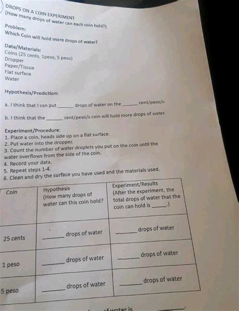 DROPS ON A COIN EXPERIMENT How Many Drops Of StudyX