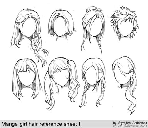 Manga Girl Hair Reference Sheet Ii 20130113 By Styrbjornandersson On