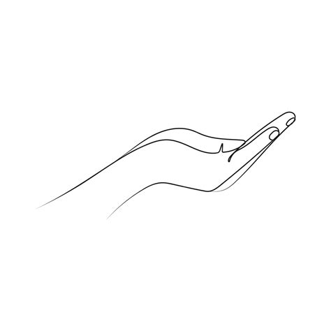 열린 손바닥 손 제스처 흰색 배경에 고립 된 팔 한 줄 벡터 아트 손으로 그린 프리미엄 벡터