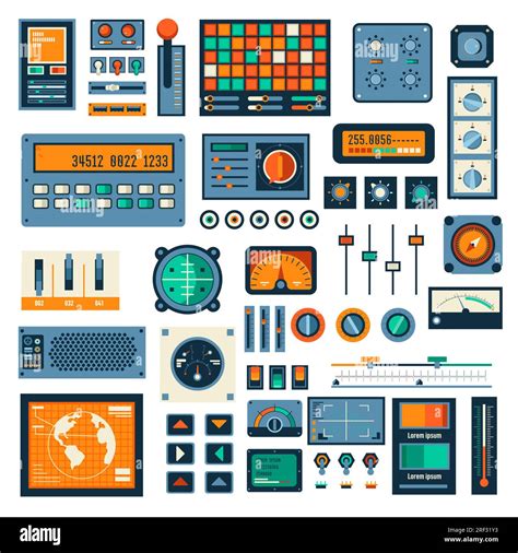 Panels And Devices Interface Buttons Radio Set Stock Vector Image