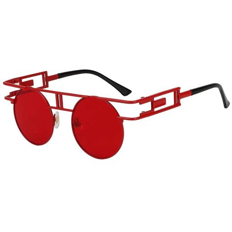 Round Retro Gothic Steampunk Sunglasses Women Men Circle Lens Metal