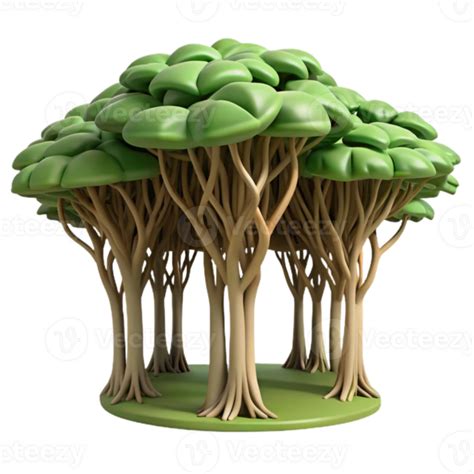 Intertwined Trees A 3d Render Of A Unique Forest 56407085 Png