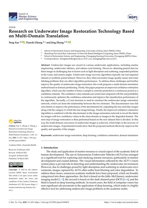 PDF Research On Underwater Image Restoration Technology Based On