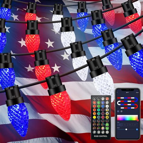 33ft Smart String Lights 50 Led 4th Of July Diy Extendable C9 Color