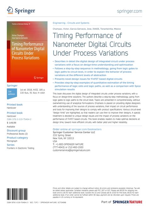 Pdf Timing Performance Of Nanometer Digital Circuits Under Process Variations